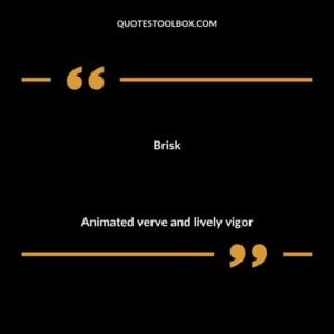Brisk Animated verve and lively vigor