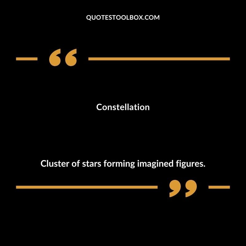 Constellation Cluster of stars forming imagined figures.